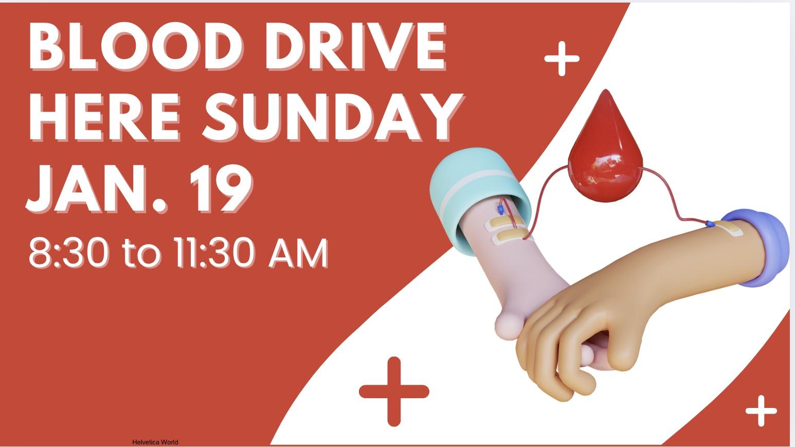 Blood Drive here Sunday, Jan. 19 — Grace Lutheran Church - Summerville, SC